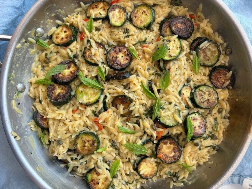 Minty Spiced Courgette Orzo | BOSH!